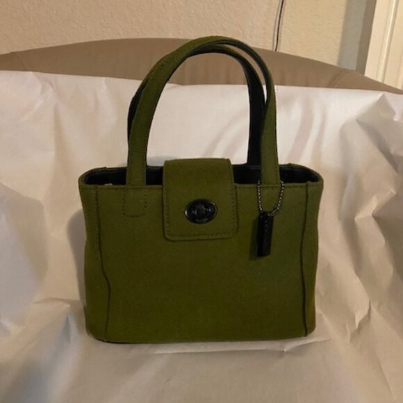 Coach | Bags | Coach Rare Mini Tote Bag Wool Felt Glovetanned Leather ...
